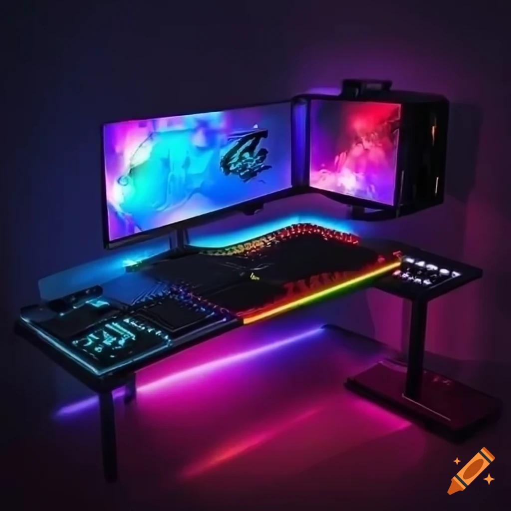 Rgb gaming setup for a comfortable gaming experience on Craiyon