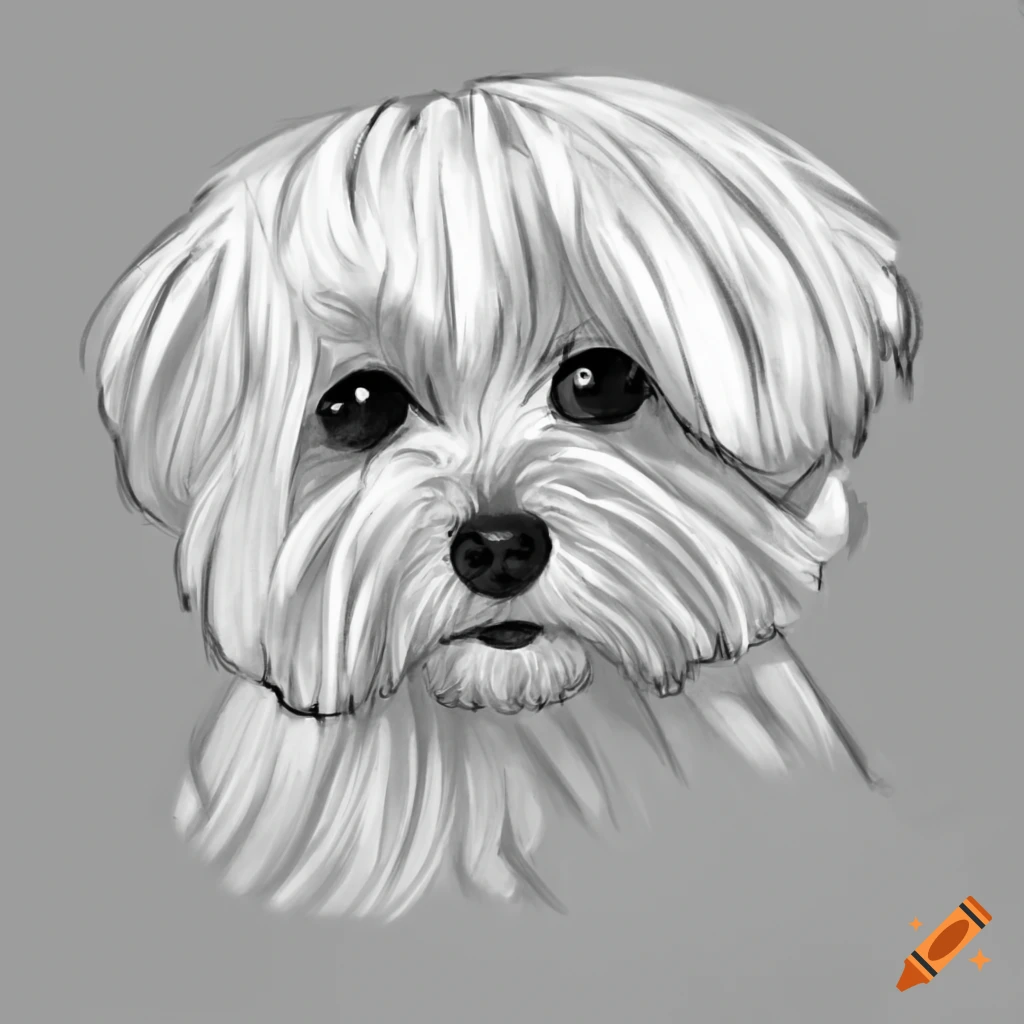 Sketch of a maltese dog on Craiyon