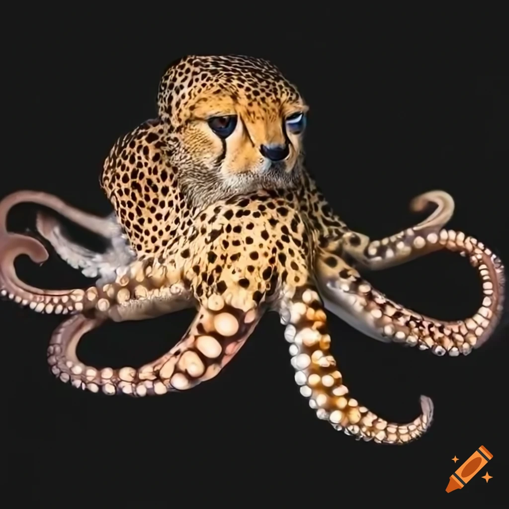 Cheetah-duck-octopus hybrid in photorealistic form on Craiyon