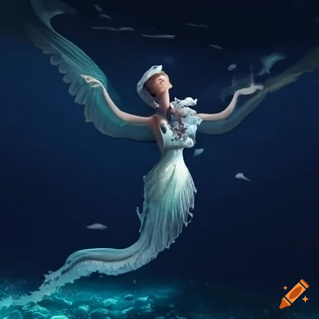 Princess flying over the ocean on Craiyon