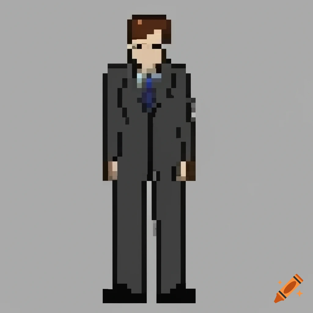 Pixel art of an office worker in idle pose on Craiyon