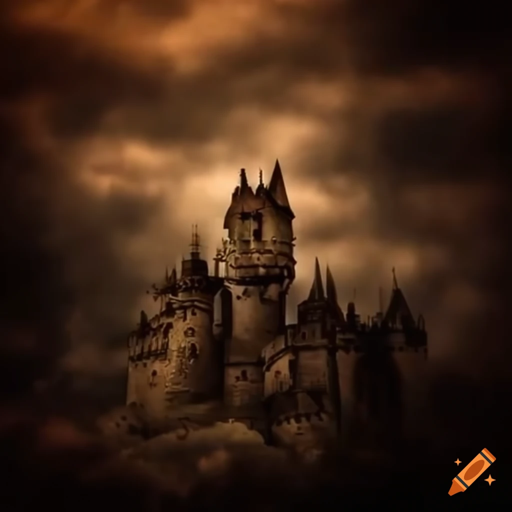 Intricately designed steampunk flying castle in the sky on Craiyon