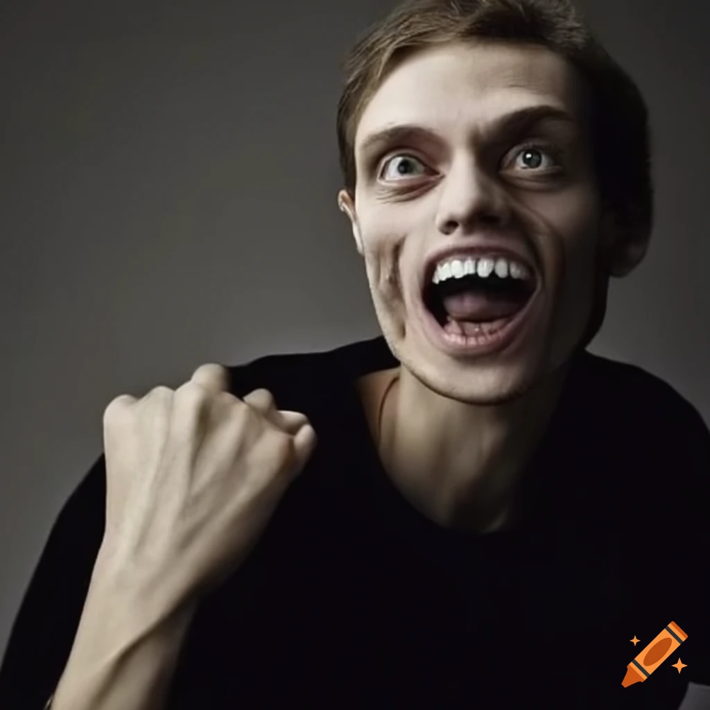 Cartoon character with exaggerated facial features on Craiyon