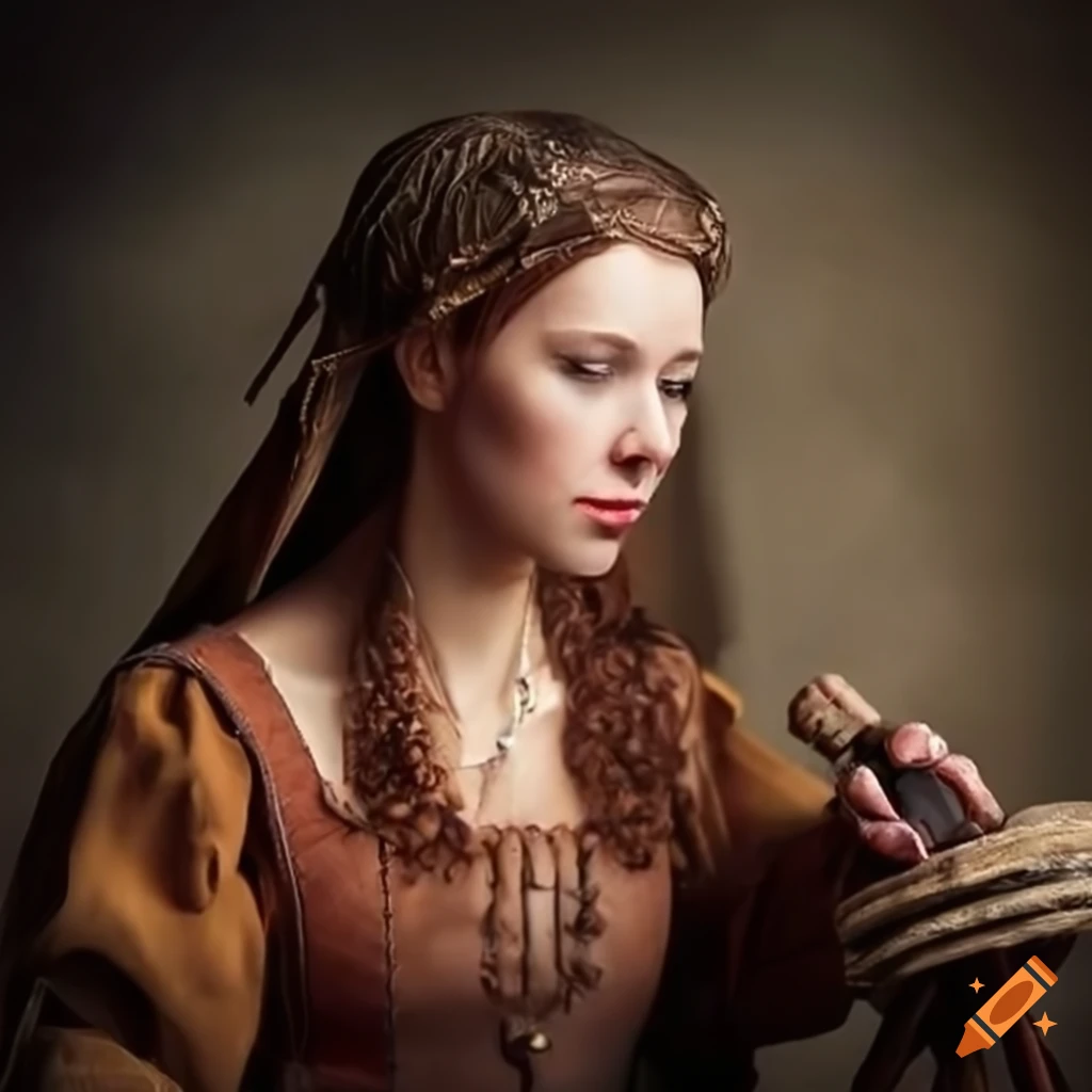 Beautiful woman in medieval attire on Craiyon