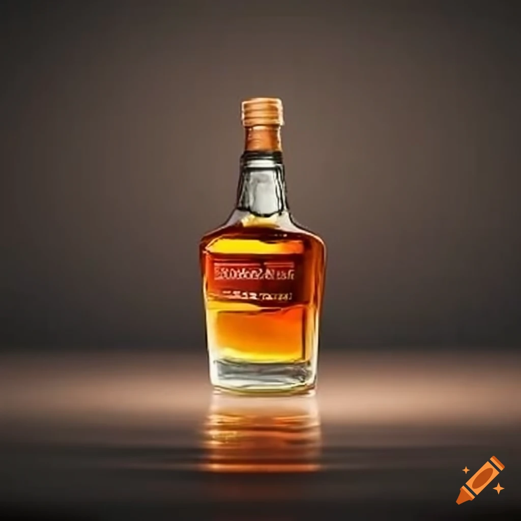 Whiskey bottle with label 'two guys and a rye' on Craiyon