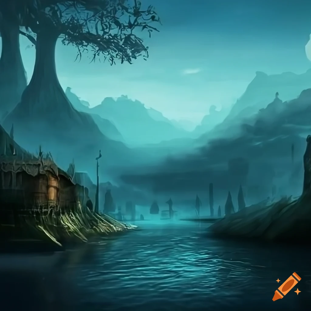 Empty fantasy world landscape on Craiyon