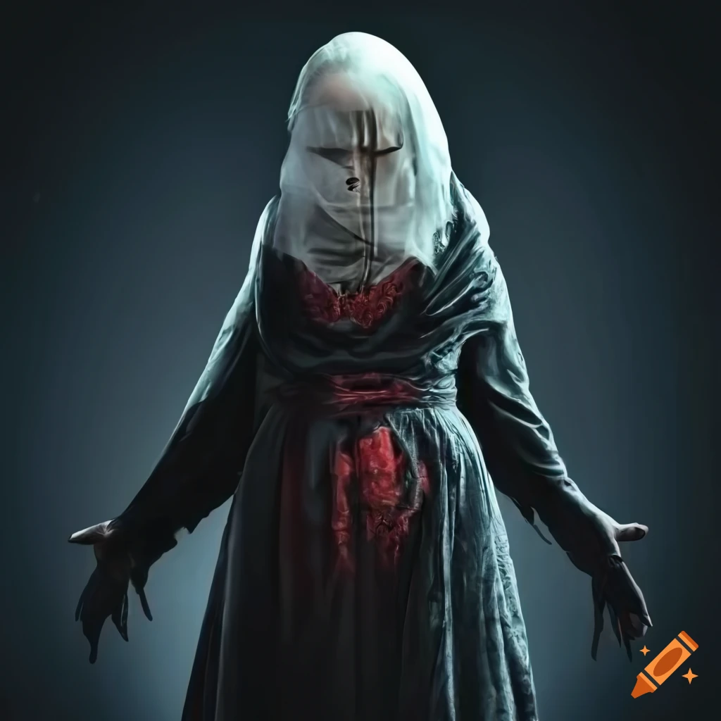 Elderly vampire woman in robes with a sewer backdrop on Craiyon