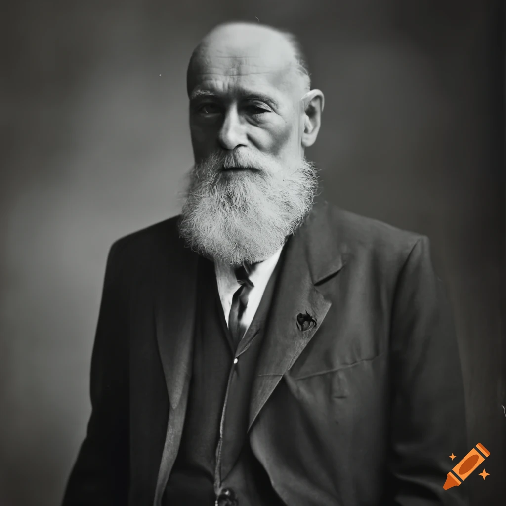 Portrait of elderly man with long black beard in vintage suit on Craiyon