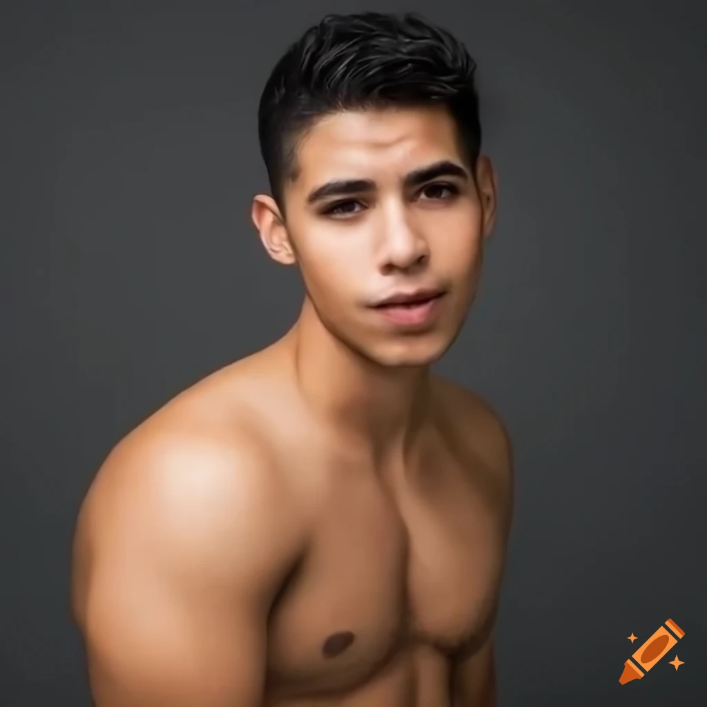 Sensual Hispanic young man with a toned slender build and alluring ...