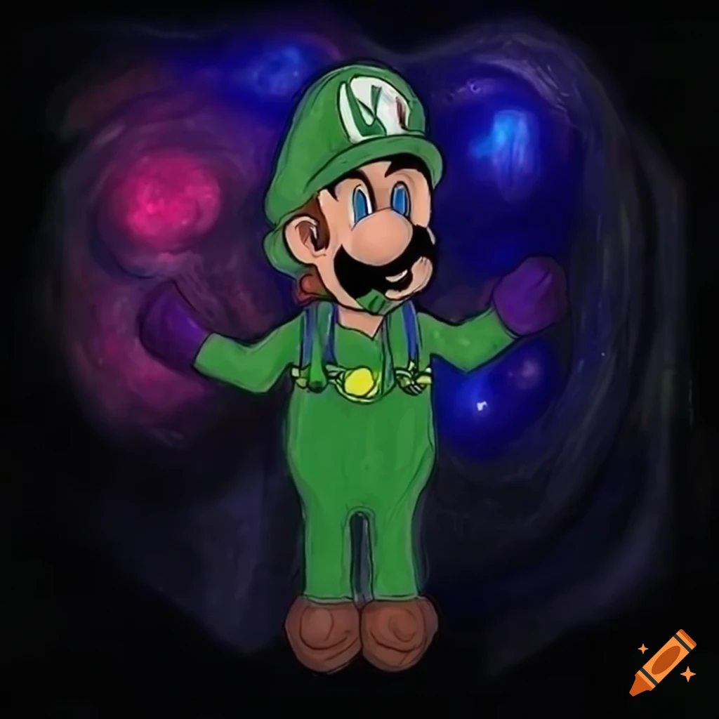 Luigi transformed as an eldritch cosmic god in a starry nightmare on ...
