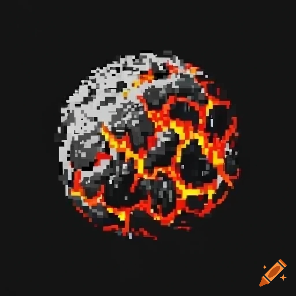 Crystal ball with lava inside in 32x32 pixel art on Craiyon