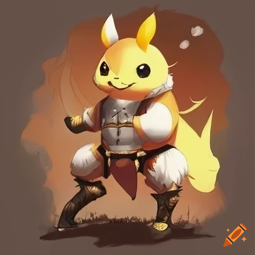Anthro Raichu warrior in fantasy armor, PokÃ©mon furry art on Craiyon
