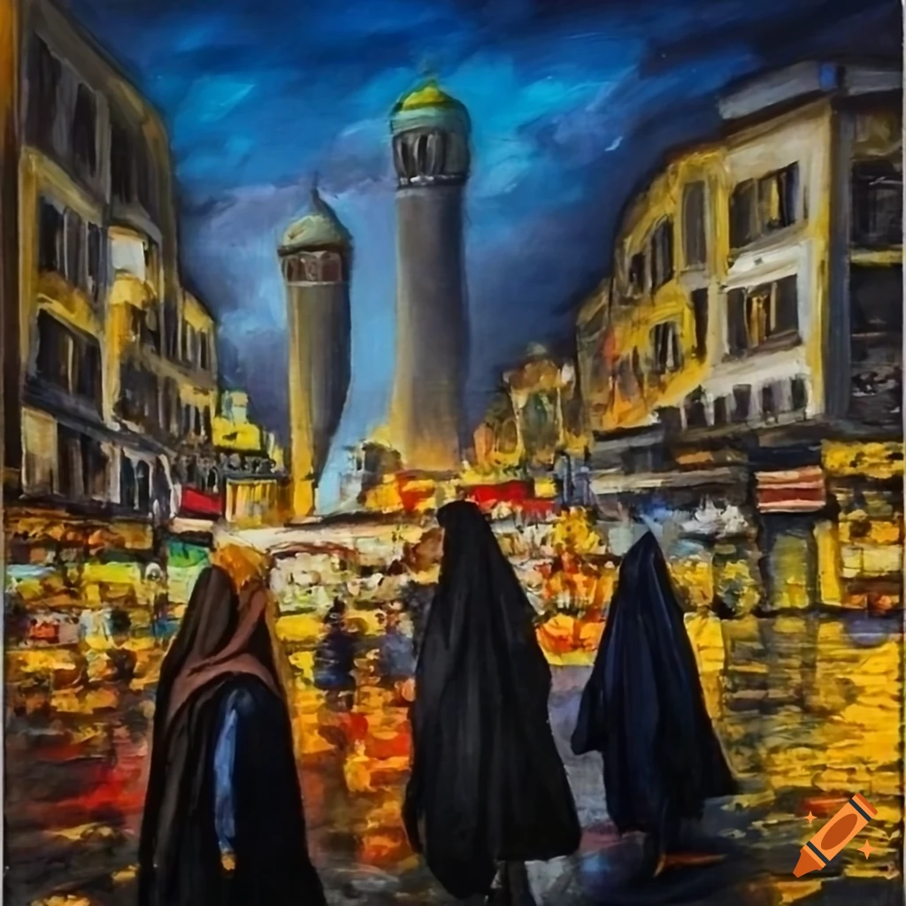 Oil painting of tehran, iran on Craiyon