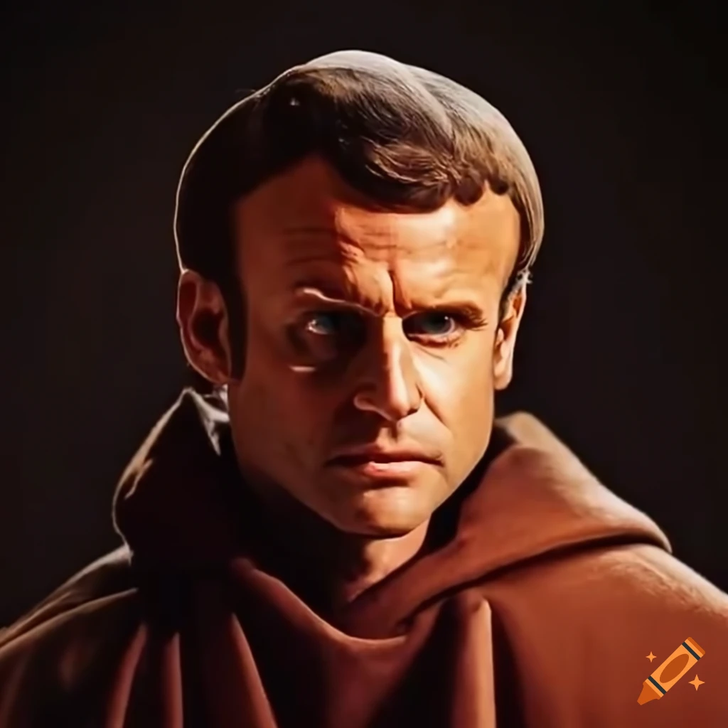 President Macron in a monk tonsure ceremony with cheese symbolism on ...