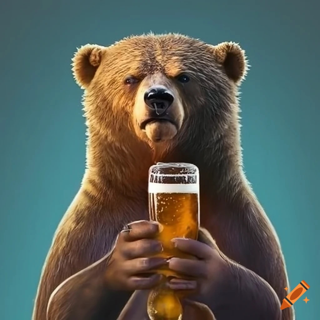 Bear enjoying a beer on Craiyon