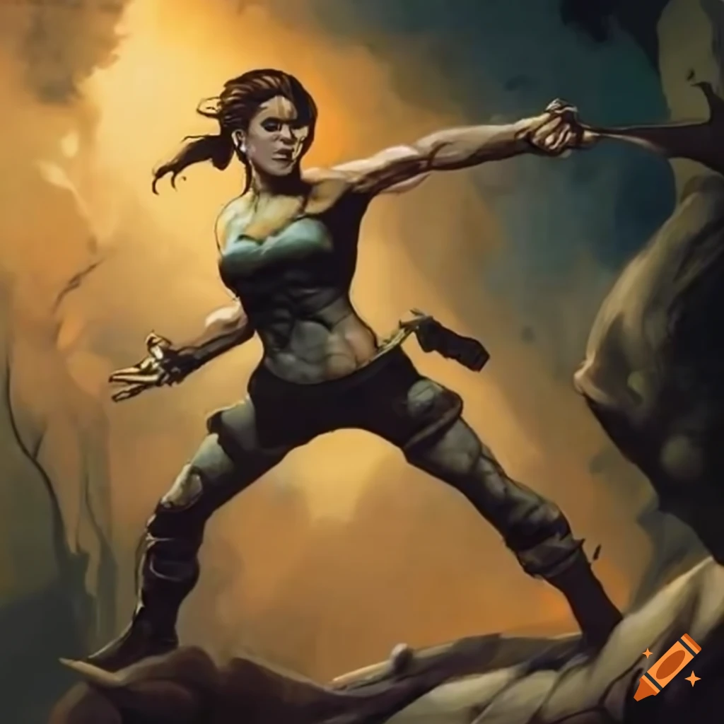 Dynamic action pose of a character inspired by adventure games and ...