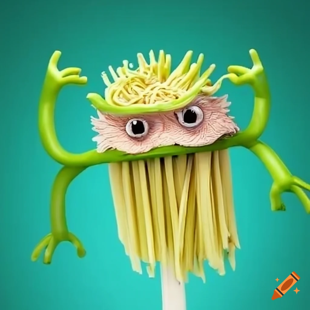 The great noodle monster with celery pasta arms on Craiyon