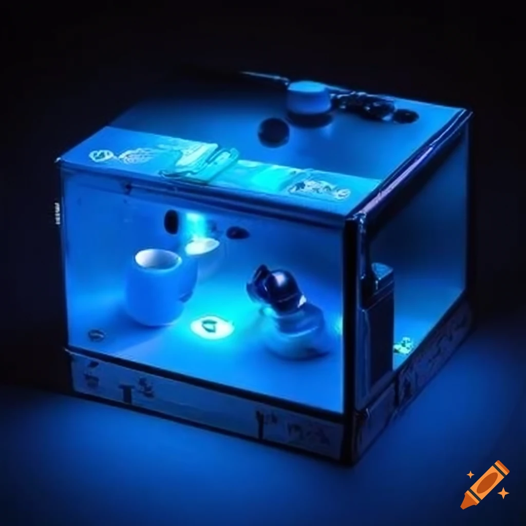 Happy birthday message on blue microscope box on Craiyon