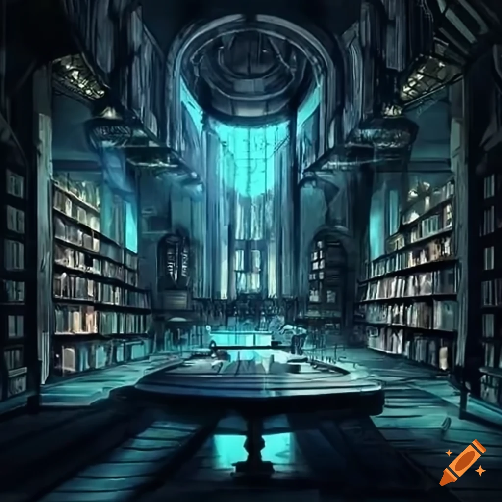 Futuristic library on Craiyon