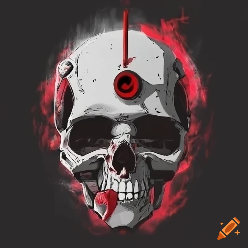 Robot skull with sharp chin, grunge anime style on Craiyon