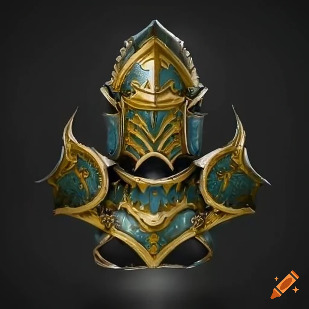 Front view of adorned magic armor on Craiyon