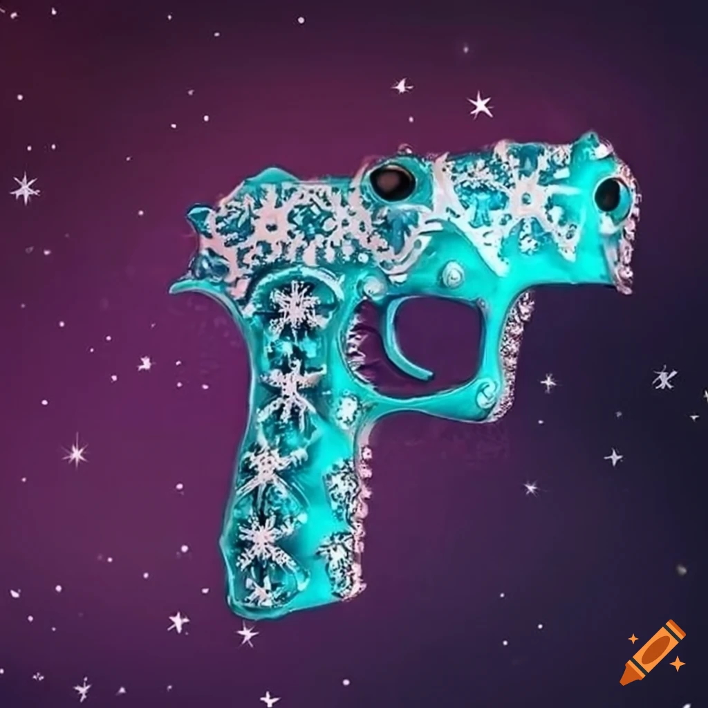 Intricately designed snowflake-patterned pistol for winter theme ...