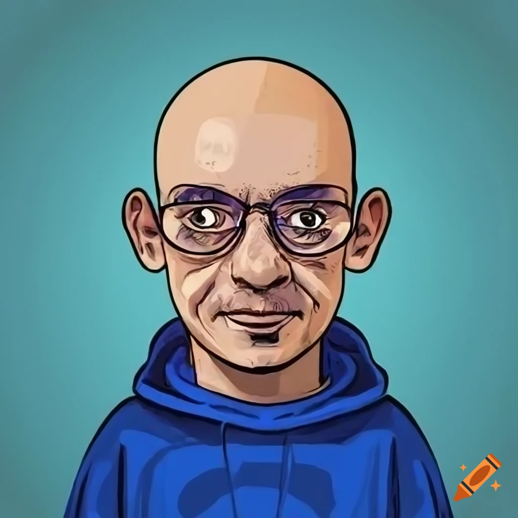 Middle-aged man teaching computer science in a comic style on Craiyon