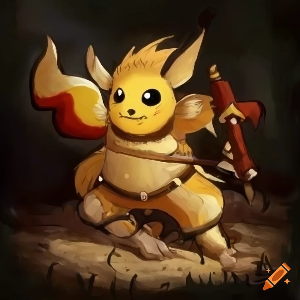 Anthro Raichu warrior in fantasy armor, PokÃ©mon furry art on Craiyon