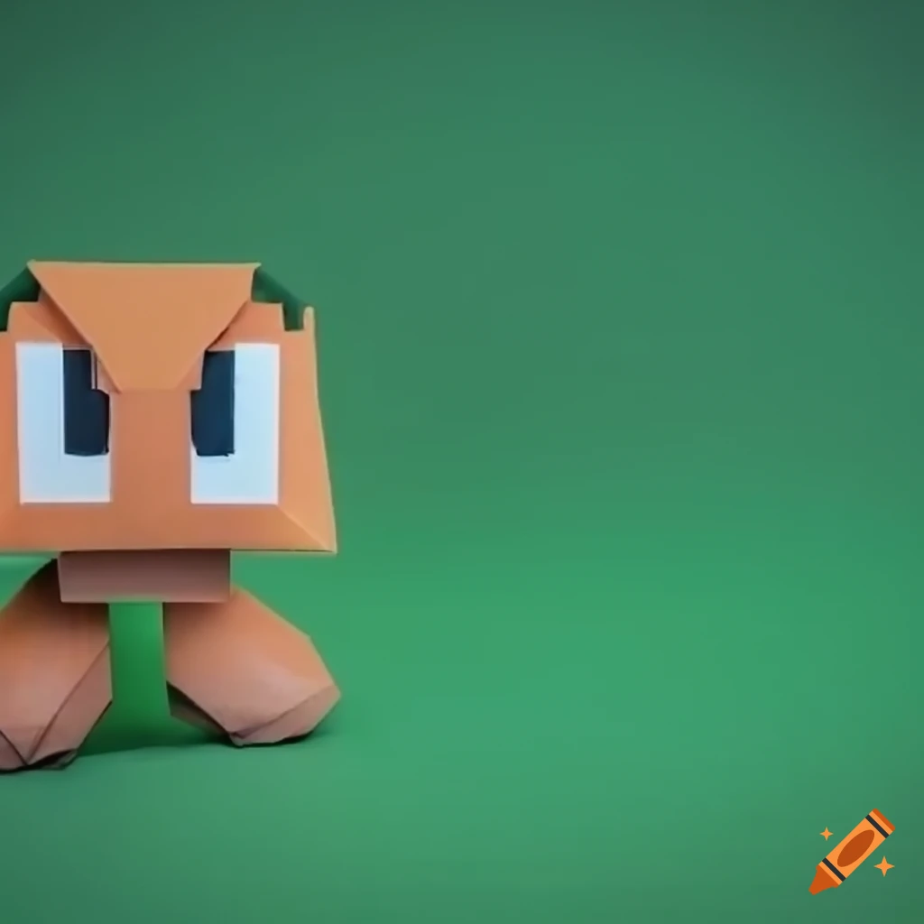 Origami pixelart goomba kit on green background on Craiyon
