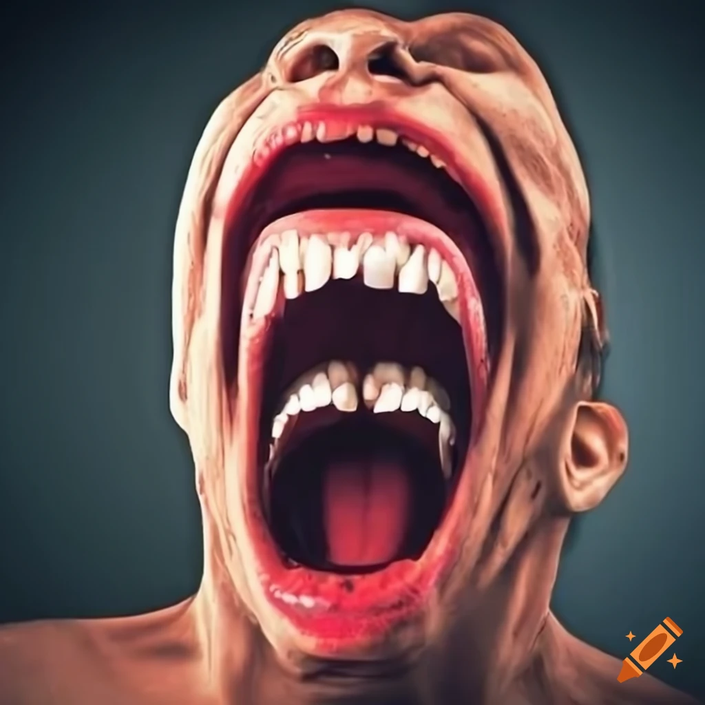Screaming human mouth on Craiyon