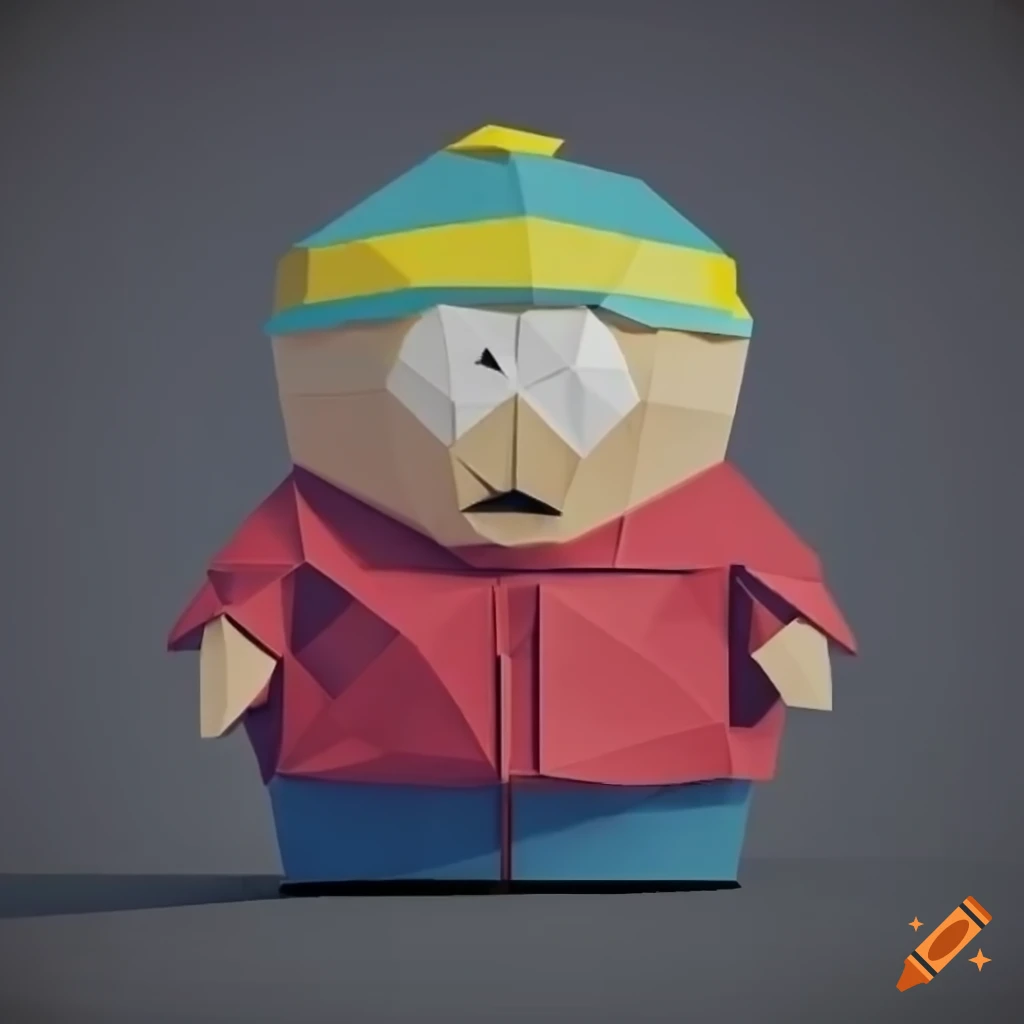 Origami depiction of cartman in low poly style on Craiyon