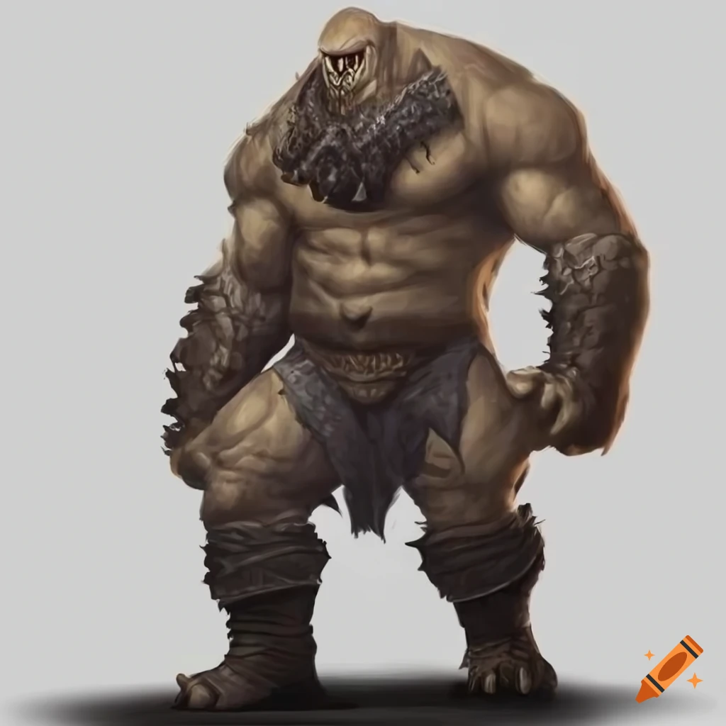 Fantasy giant brute on a white background looking intimidating on Craiyon