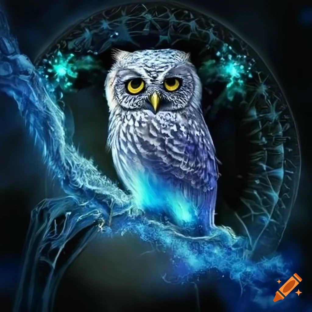 Transcendent celestial owl on Craiyon