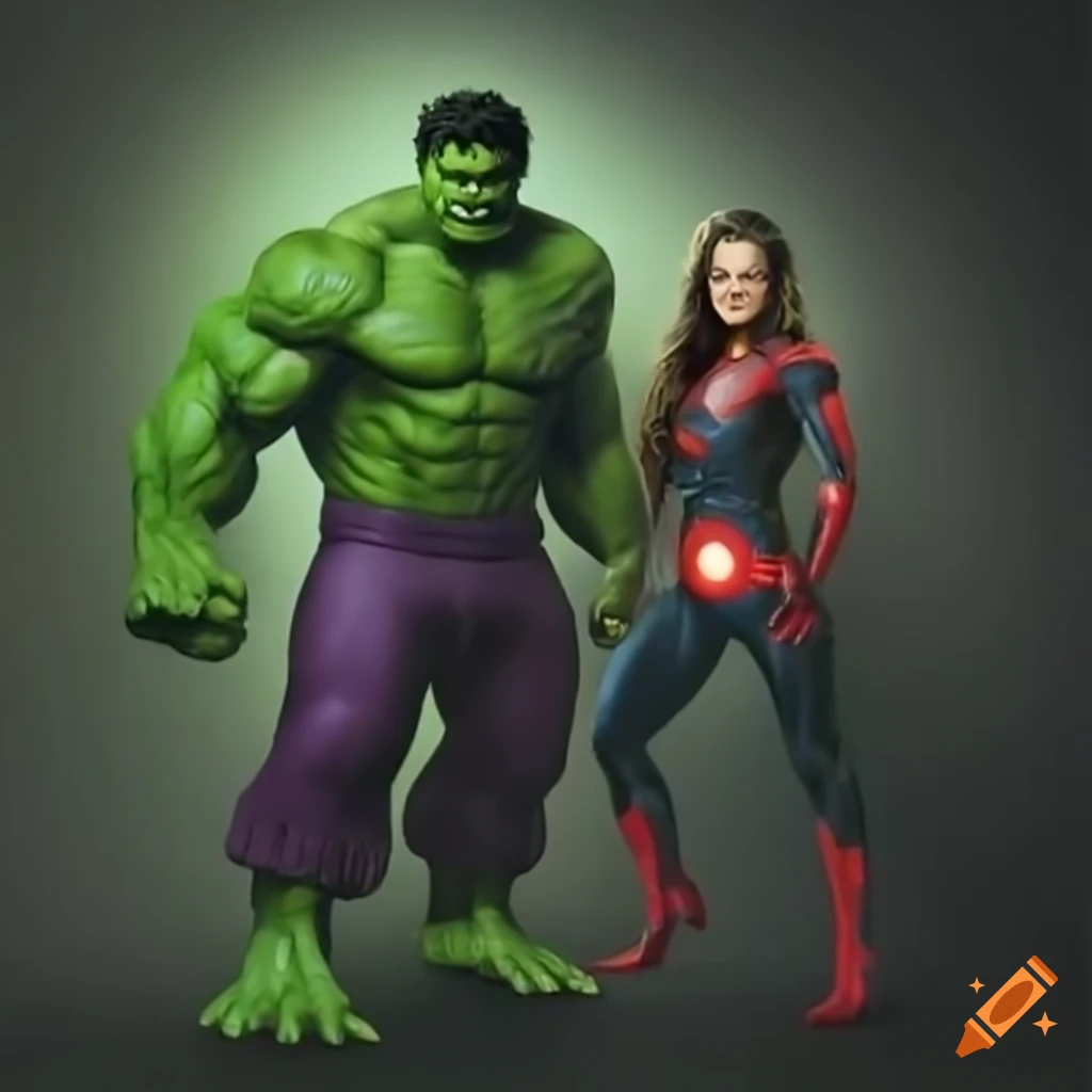Hulk and Captain Marvel standing side by side on Craiyon
