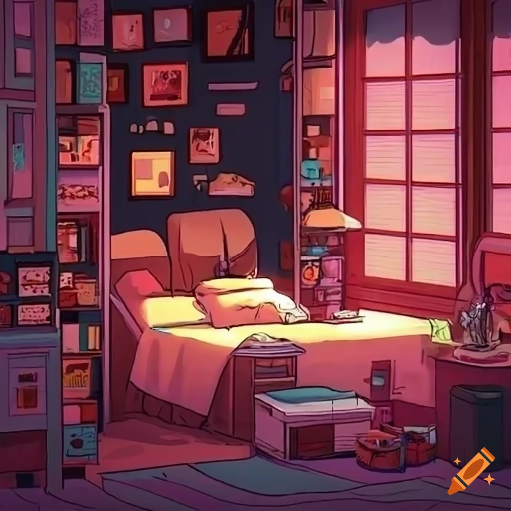 Lofi bedroom aesthetic detailed on Craiyon