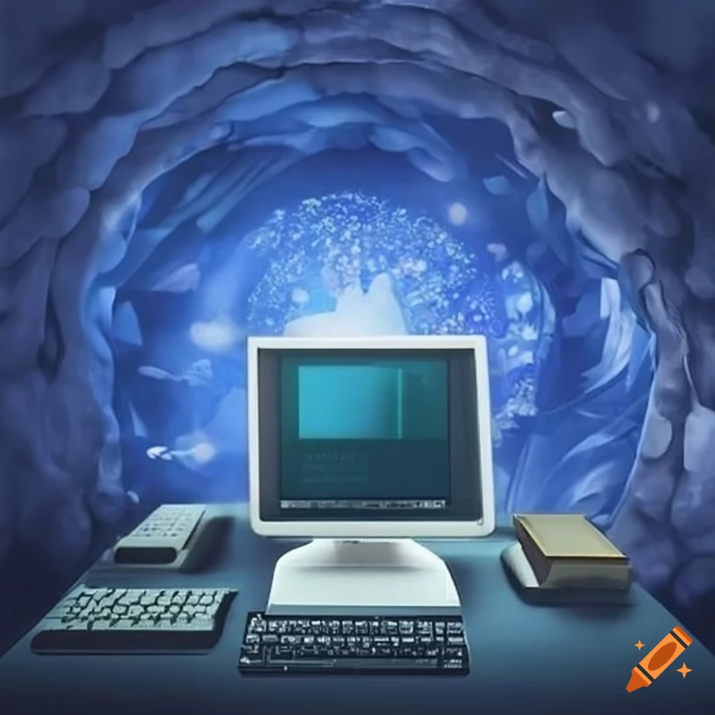 Computer in a heavenly setting on Craiyon