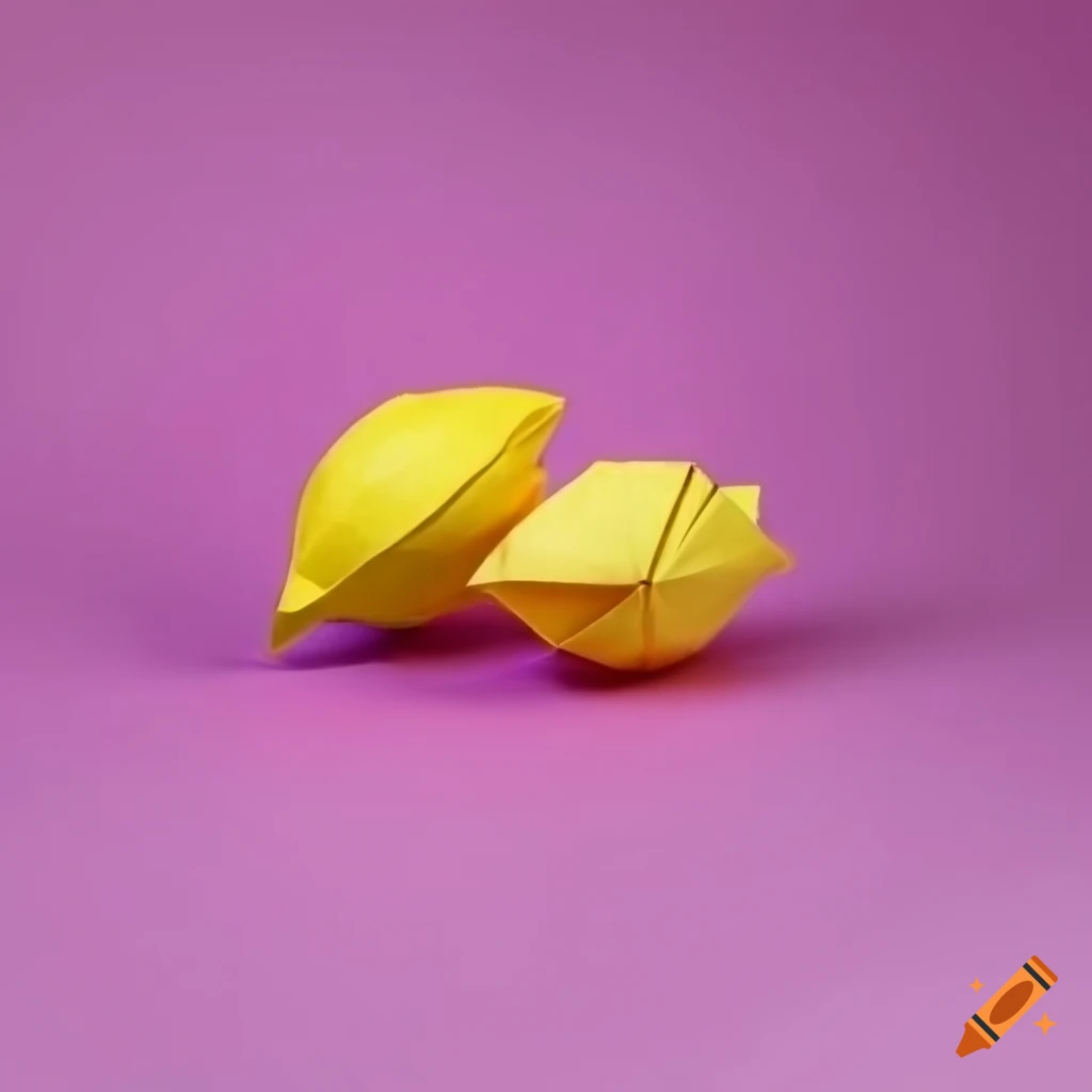Origami lemons on a pink background on Craiyon