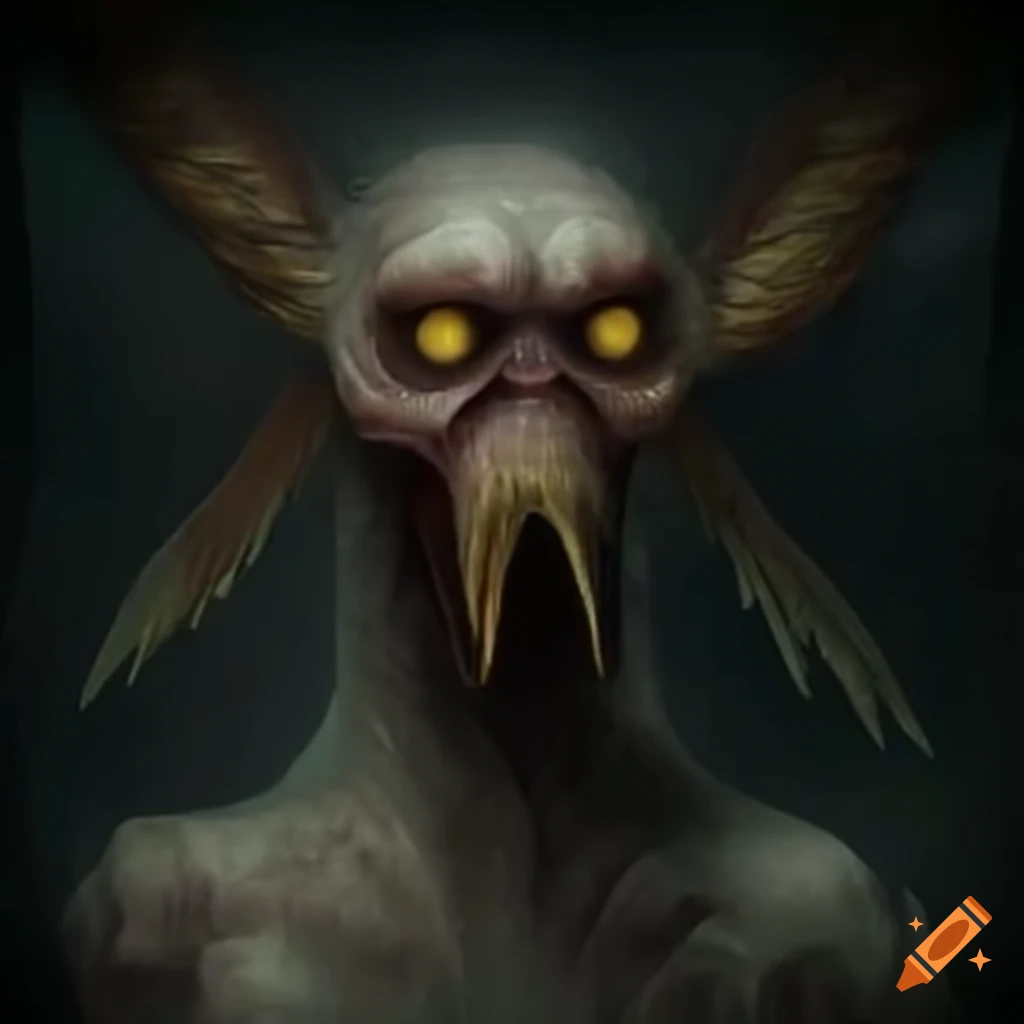 Creepy birdman monster in the woods on Craiyon