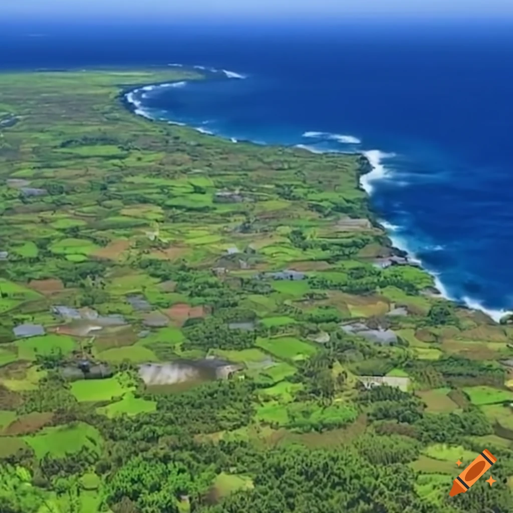 Large island with agriculture, fish, two big cities, and small towns on ...