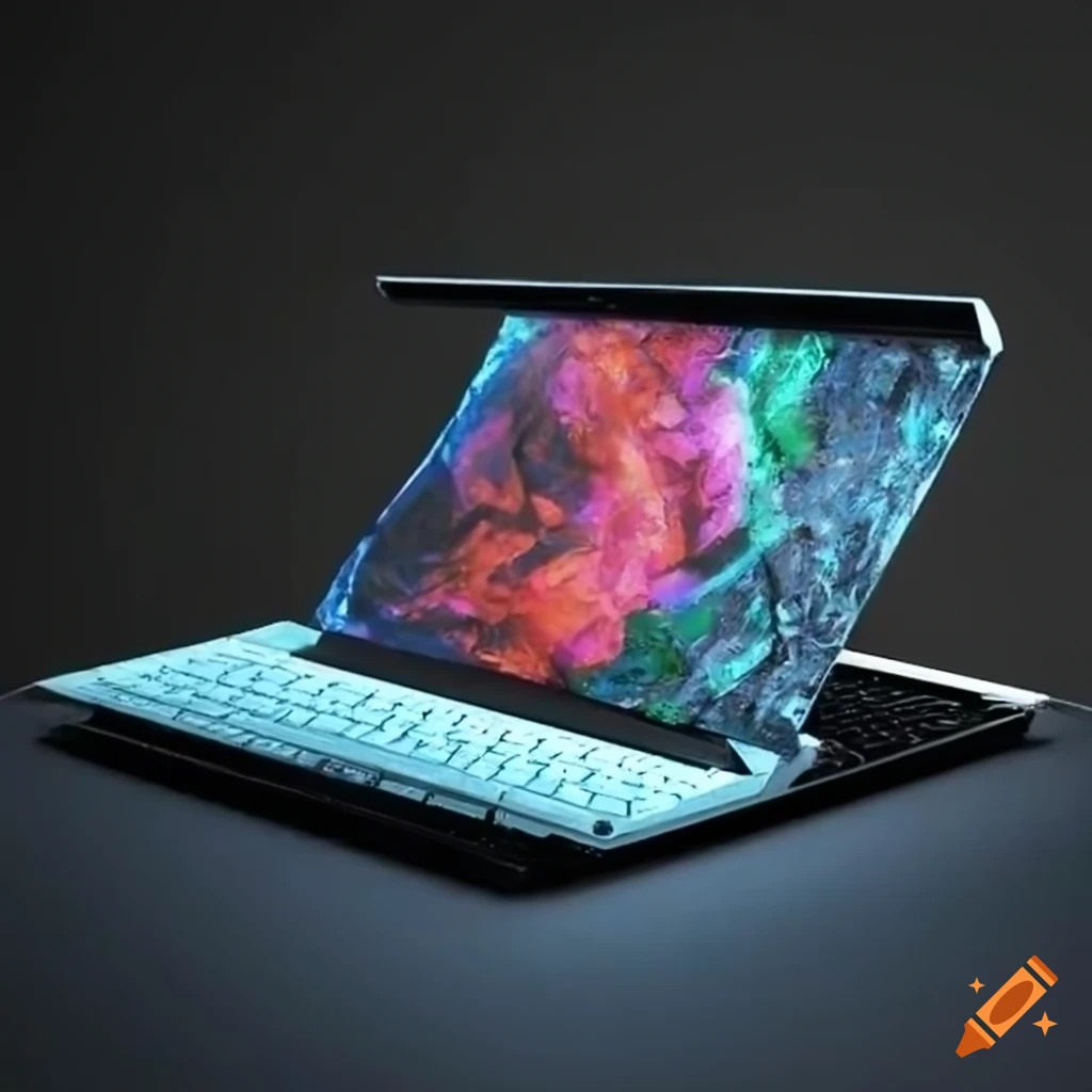 Unique laptop made of meteorite material with 3d display on led screen ...