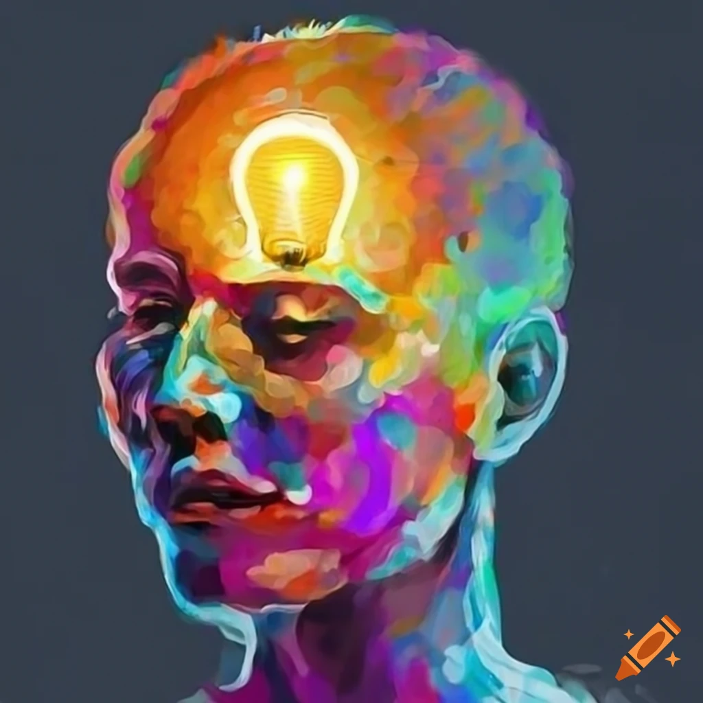 Figure deep in thought with a light bulb on Craiyon