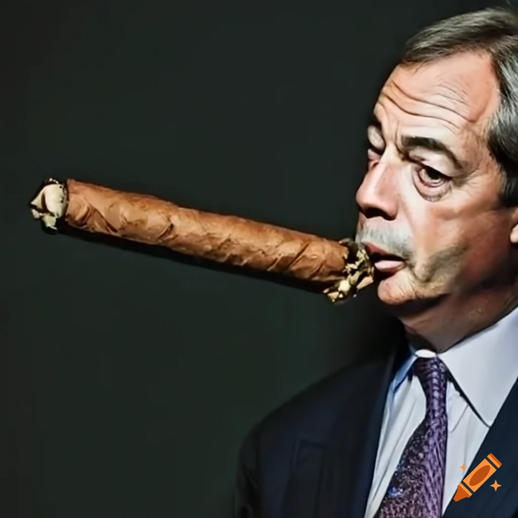 Nigel farage smoking a cigar on Craiyon