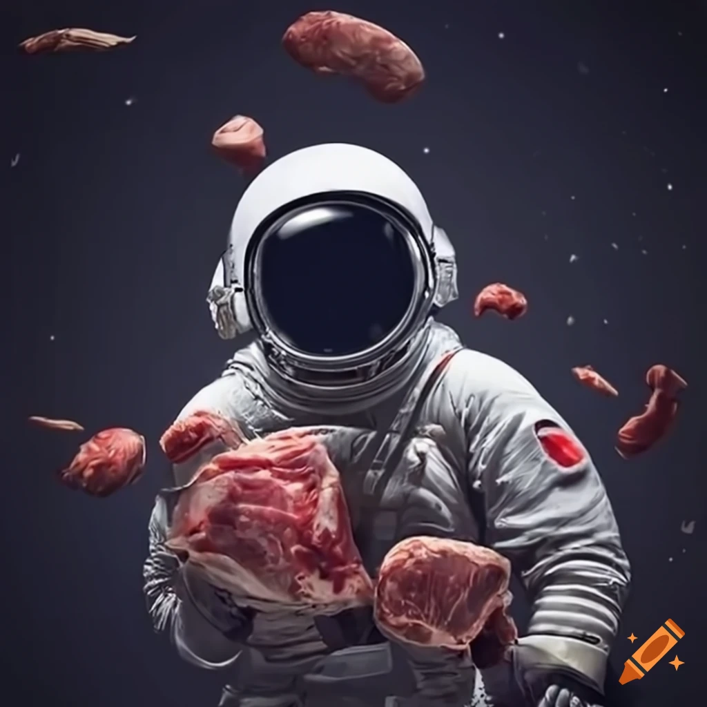 Astronaut with a lot of meat on bone in space on Craiyon
