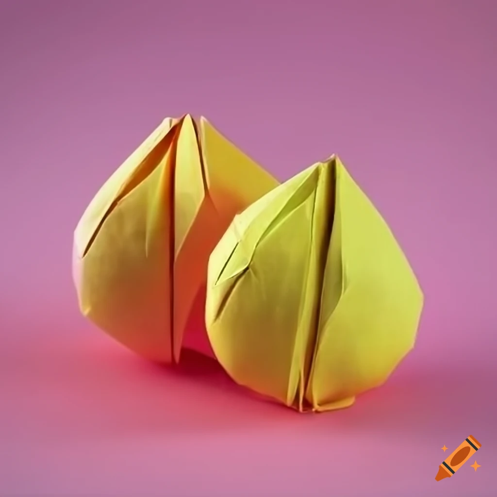 Origami lemons on a pink background on Craiyon
