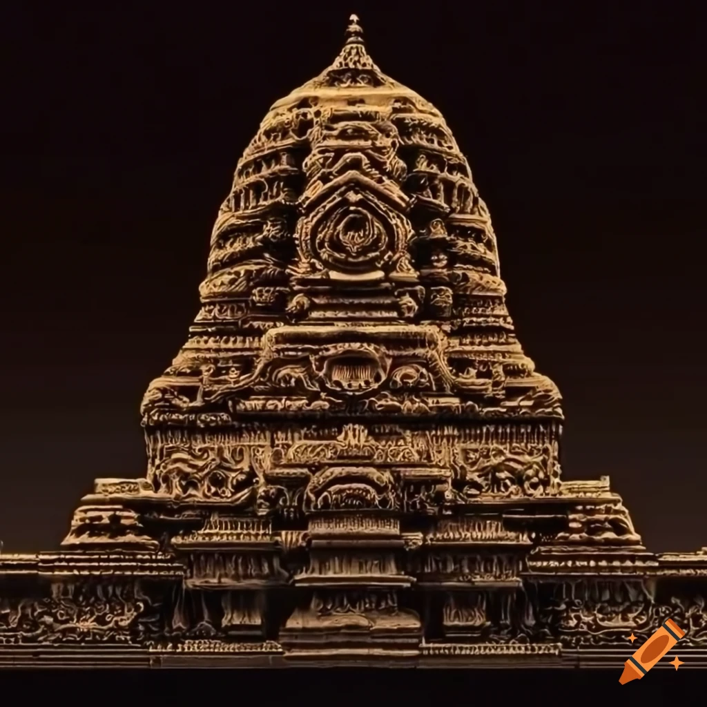 Ancient temple with intricate engraved patterns on Craiyon