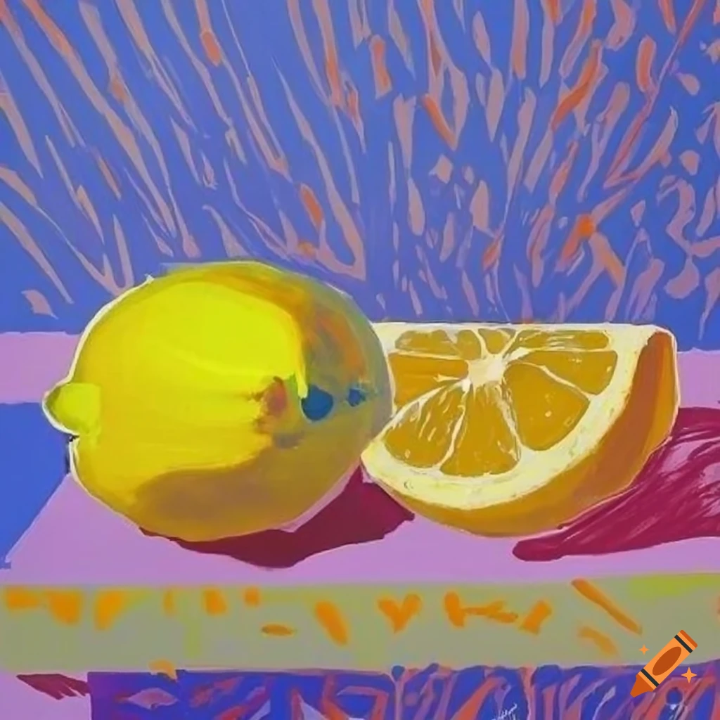 Colorful modern still life with lemon inspired by sosua, georges art ...