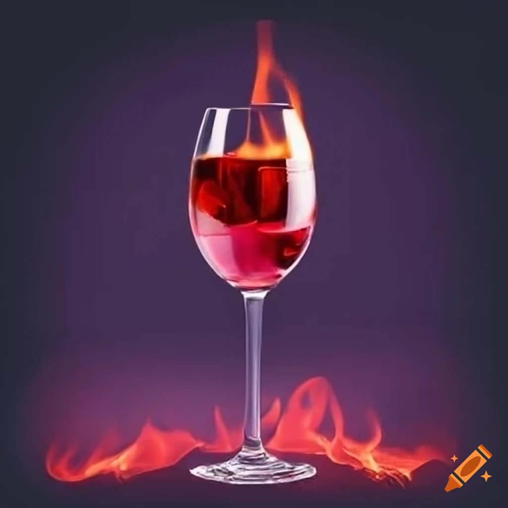 Glass of burning wine on Craiyon