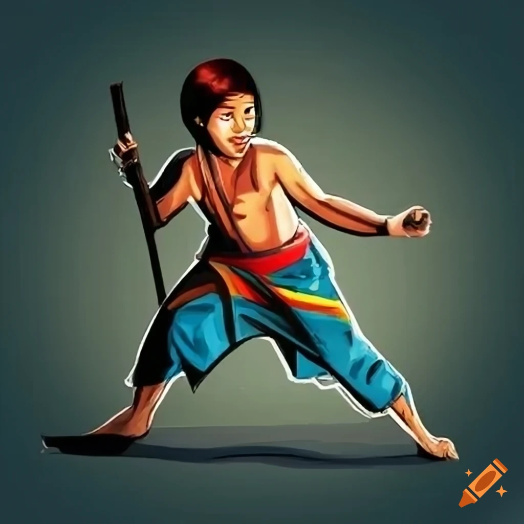 Arnis sport cartoon illustration on Craiyon