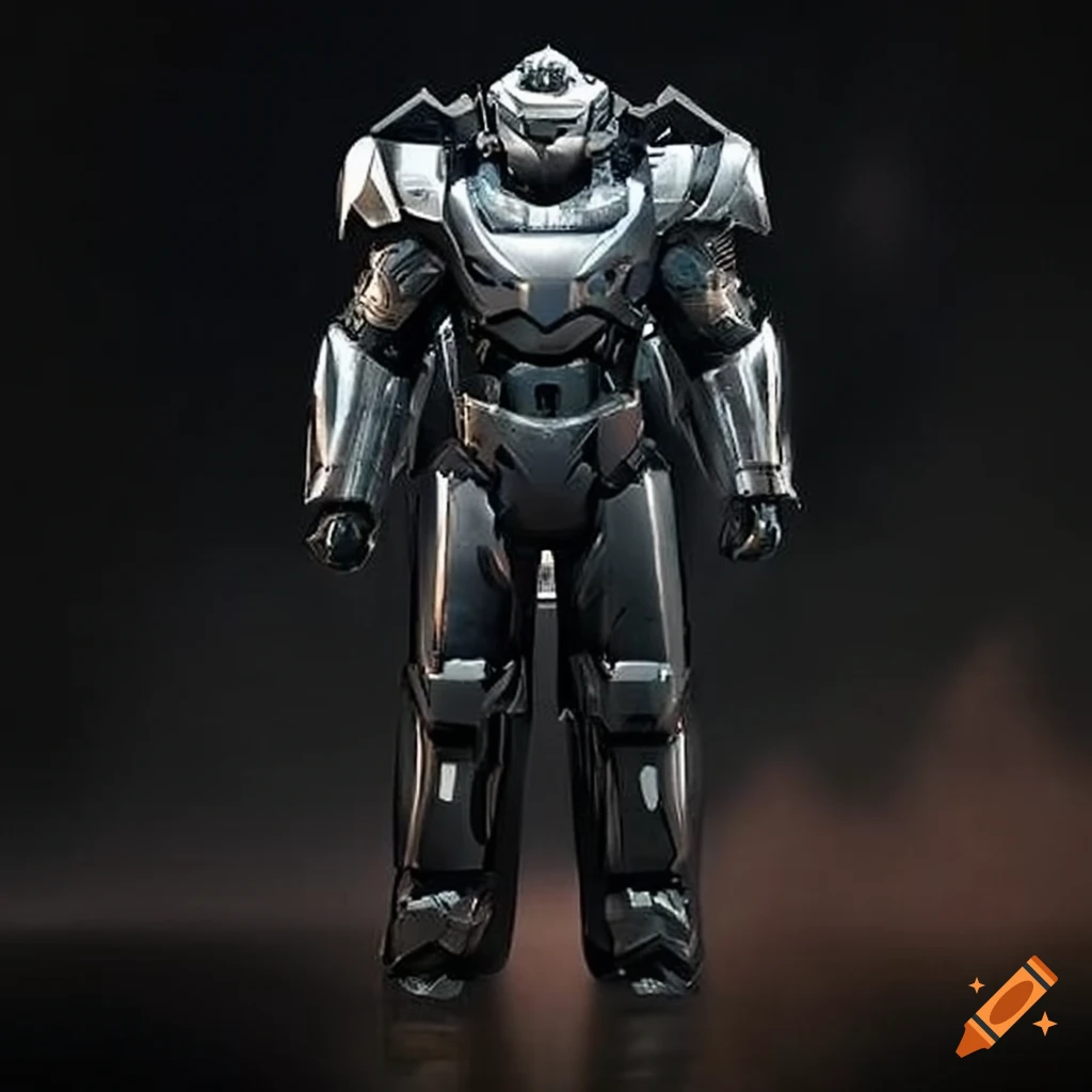 Full body power armor made of black crystals with jet pack turbines on ...