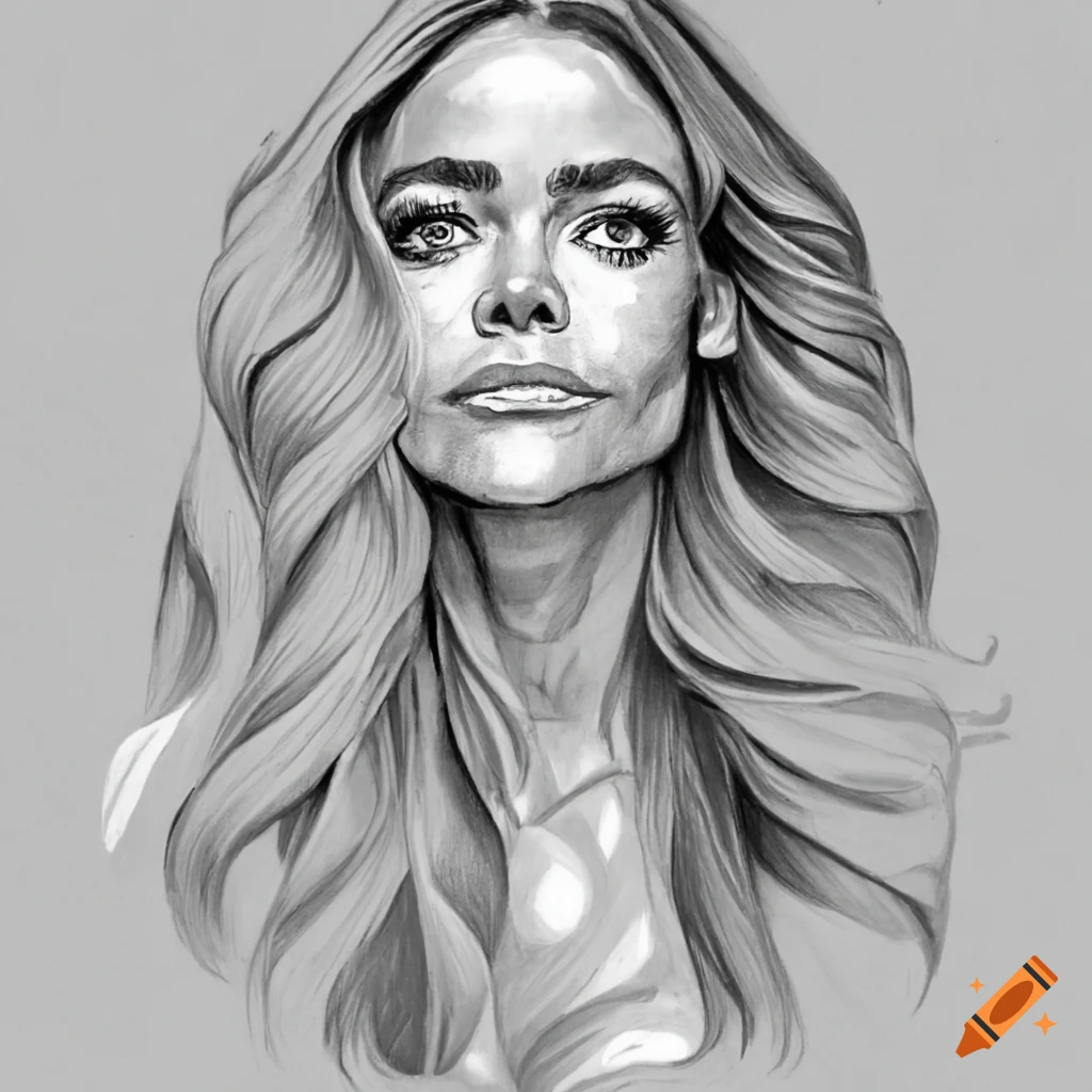 Graphite pencil sketch of Denise Richards with detailed facial features ...